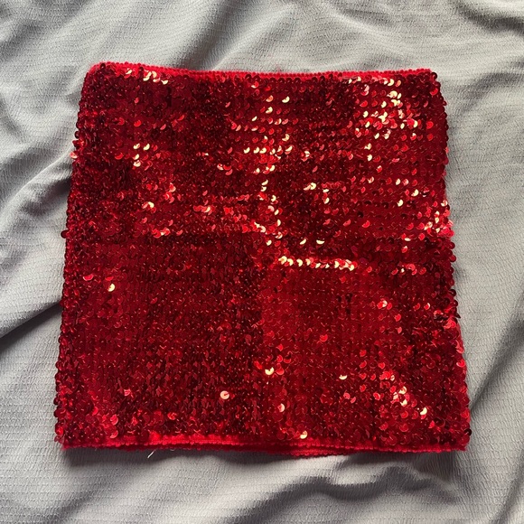 Tops | Red Sequin Tube Top | Poshmark